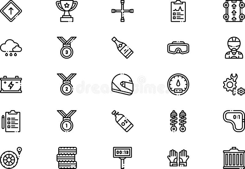Auto Racing Icons Collection is a Vector Illustration with Editable ...