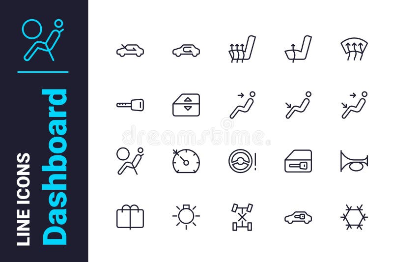 Auto Related Elements on Info Panel Icons Set Stock Vector ...