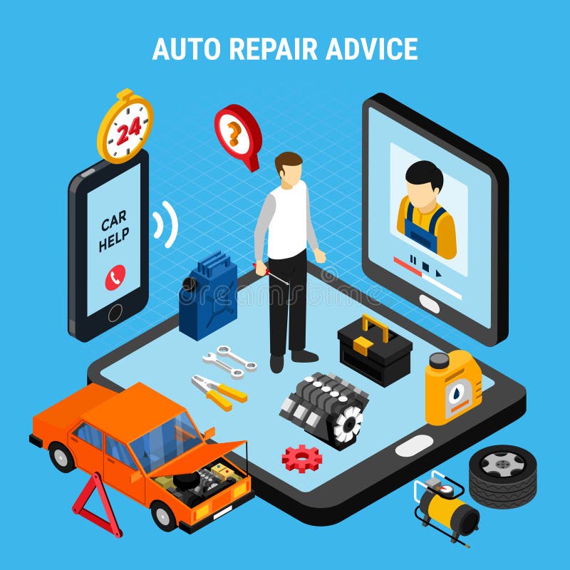 Auto Repair Advice Concept stock vector. Illustration of object - 212485181