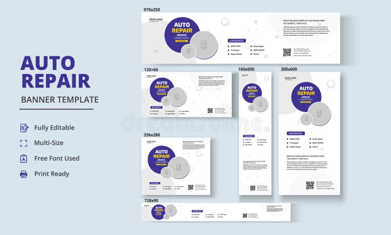 Auto Repair Banner, Auto Repair Social Media Banner, Auto Repair Roll ...