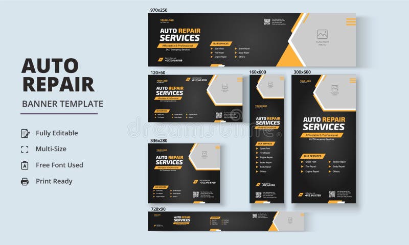 Auto Repair Banner, Auto Repair Social Media Banner, Auto Repair Roll ...
