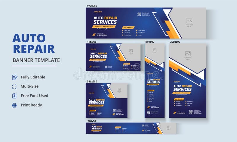 Auto Repair Banner, Auto Repair Social Media Banner, Auto Repair Roll ...