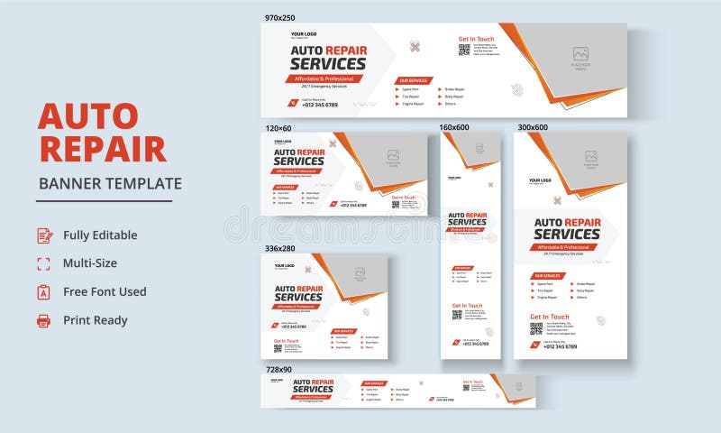 Auto Repair Banner, Auto Repair Social Media Banner, Auto Repair Roll ...
