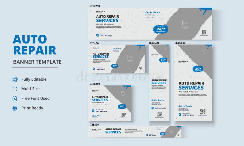 Auto Repair Banner, Auto Repair Social Media Banner, Auto Repair Roll ...