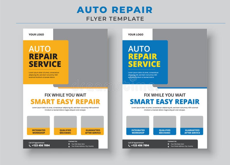 Auto Repair Flyer Template, Automobile Service Flyer Stock Vector ...