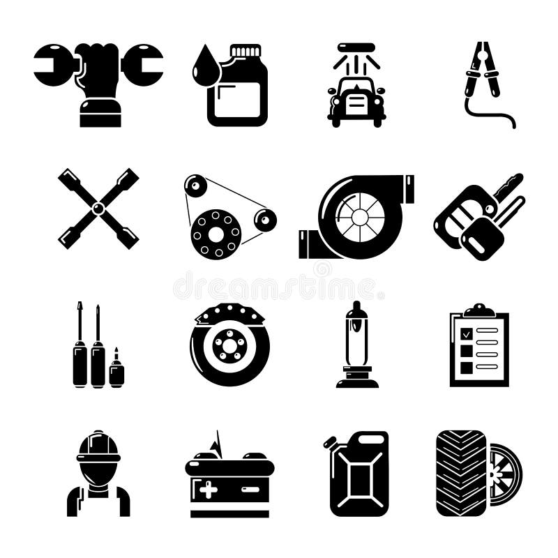 Auto Repair Icons Set, Simple Style Stock Vector - Illustration of ...