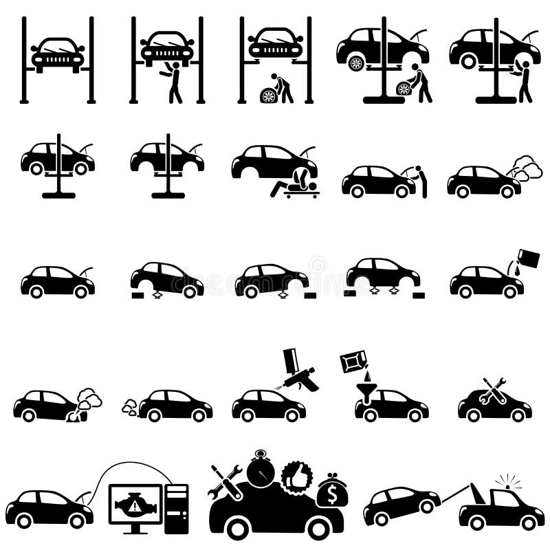 Auto repair Icons stock vector. Illustration of automobile - 34526921