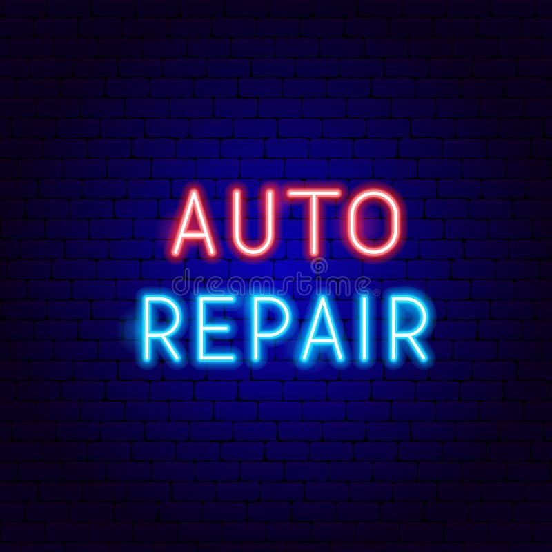 CAR REPAIR Neon Text with Hand Holding Wrench. Car Service and Repair ...