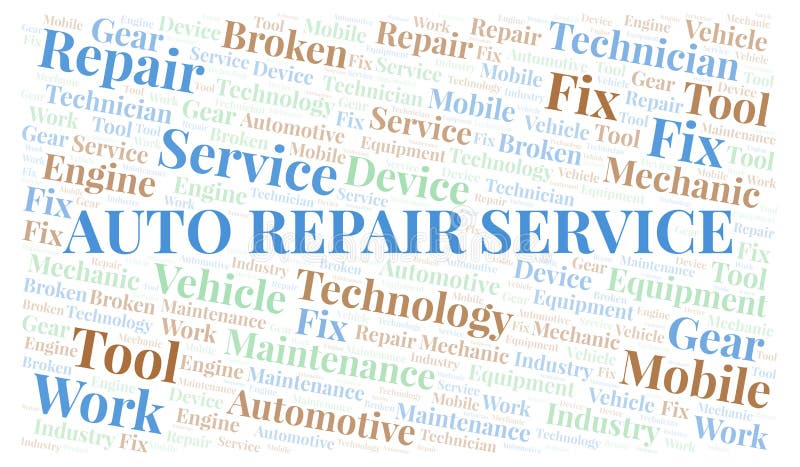 Auto Repair Service Word Cloud Stock Illustration - Illustration of ...