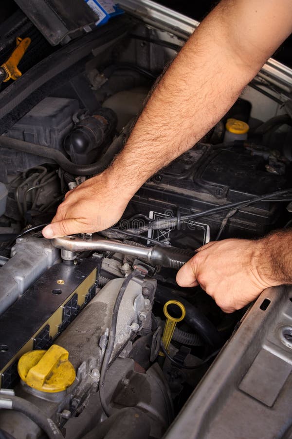 Car Mechanic Working in Auto Repair Service. Stock Image - Image of ...