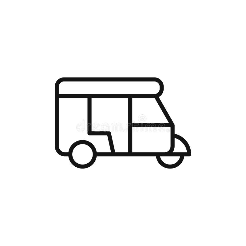 Rickshaw Icon in Outline Style Isolated on White Background ...