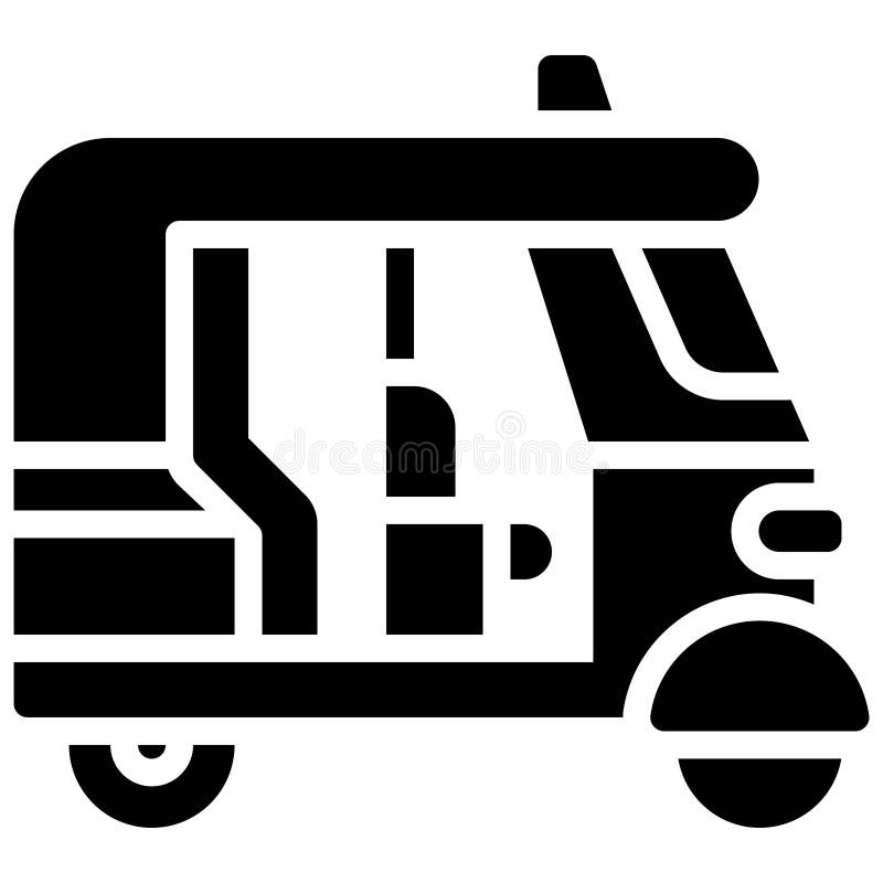 Rickshaw Icon in Outline Style Isolated on White Background ...