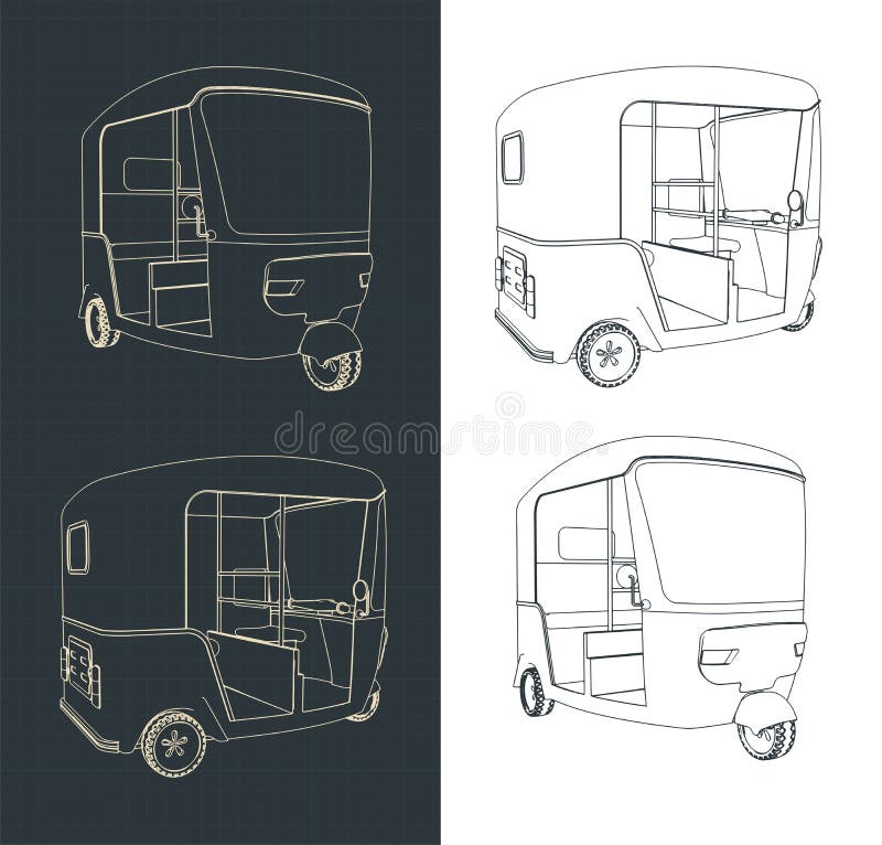Auto Rickshaw Illustrations Stock Vector - Illustration of blueprints ...