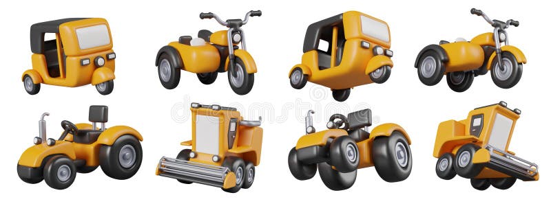 Auto Rickshaw, Tricycle with Sidecar, Grain Harvester, Tractor Stock ...
