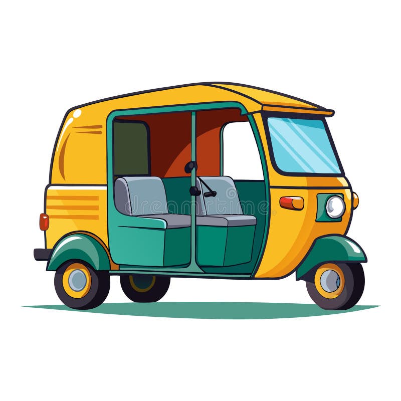 Auto Rickshaw Vector Drawing - Electric and CNG Tuk Tuk Illustrations ...
