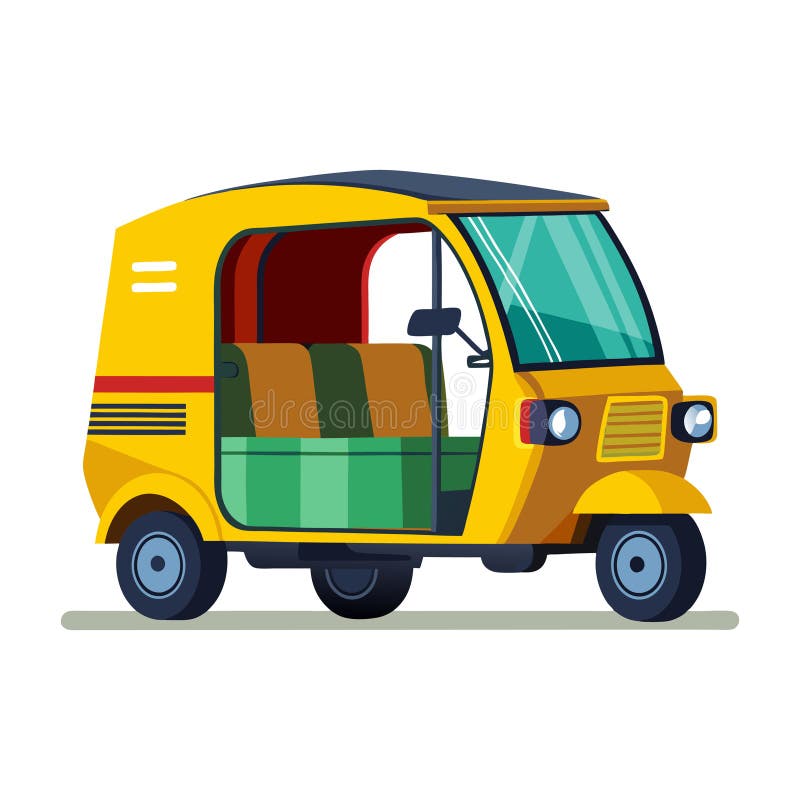 Auto Rickshaw Vector Drawing - Electric and CNG Tuk Tuk Illustrations ...