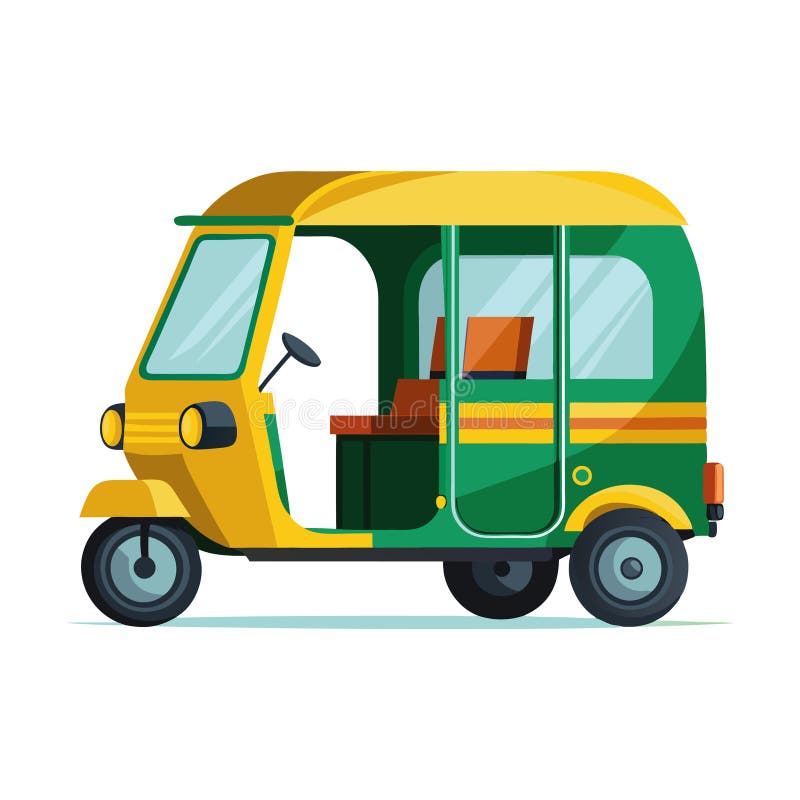 Auto Rickshaw Vector Drawing - Electric and CNG Tuk Tuk Illustrations ...