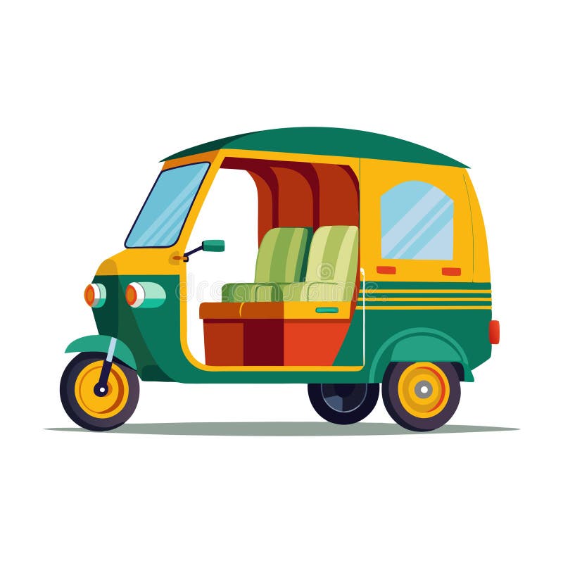 Auto Rickshaw Vector Drawing - Electric and CNG Tuk Tuk Illustrations ...