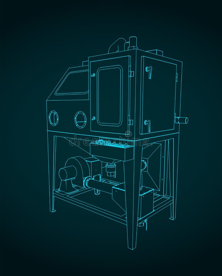 Auto Rotary Sand Blasting Machine Stock Vector - Illustration of heavy ...