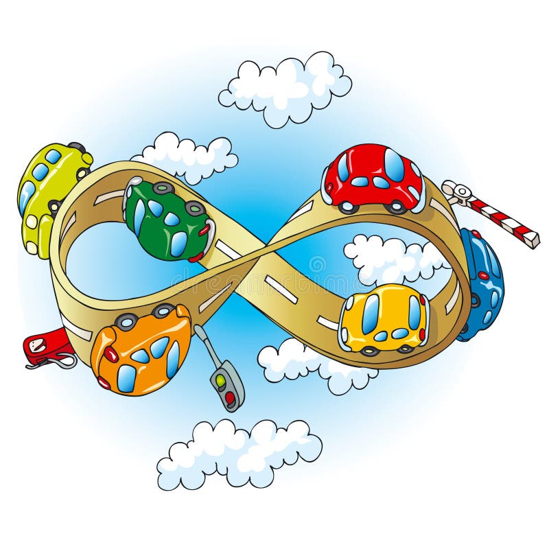 Auto's op oneindige weg vector illustratie. Illustration of benzine ...