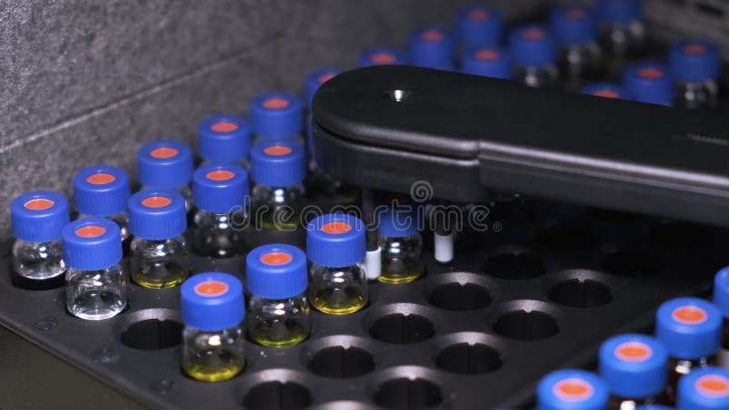 Auto Sampler of HPLC in Process. Testing of Medical Samples. Stock ...