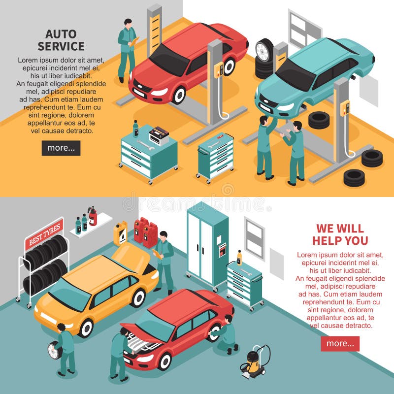 Auto Service Banners stock vector. Illustration of automobile - 97307657