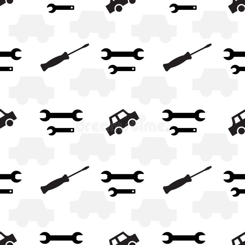 Auto Service Or Car Repair Seamless Pattern Stock Vector - Illustration ...