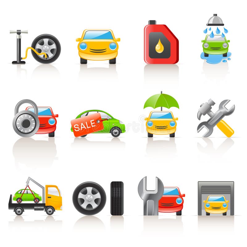 Auto service icons stock vector. Illustration of lubricant - 13643872