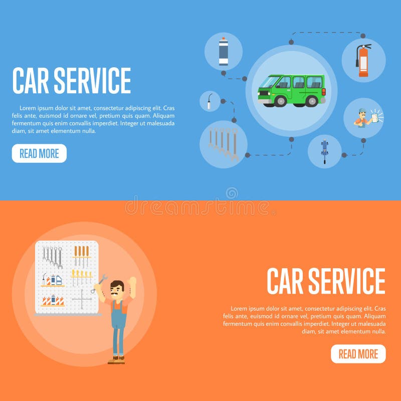 Auto-Service-Illustration stock abbildung. Illustration von mann - 88877139