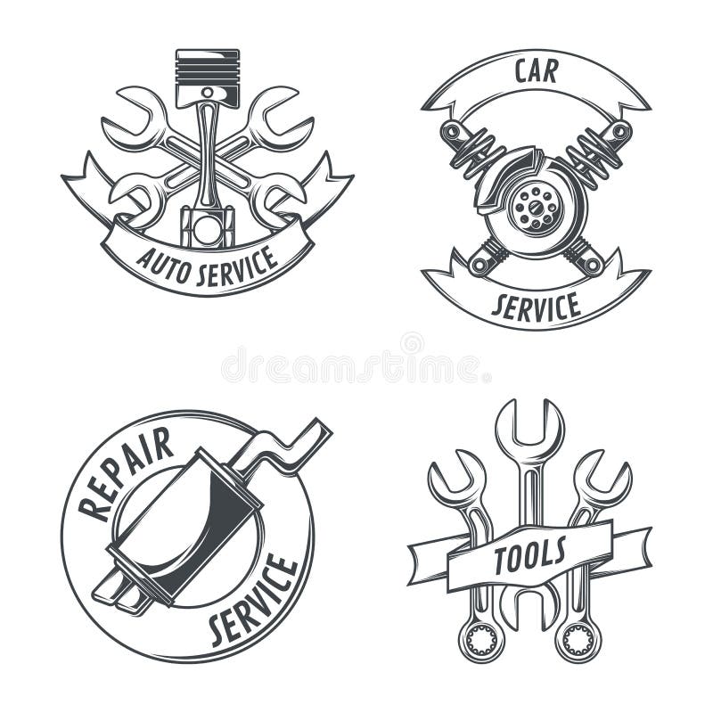 Auto service logo icon stock vector. Illustration of ribbon - 214975751