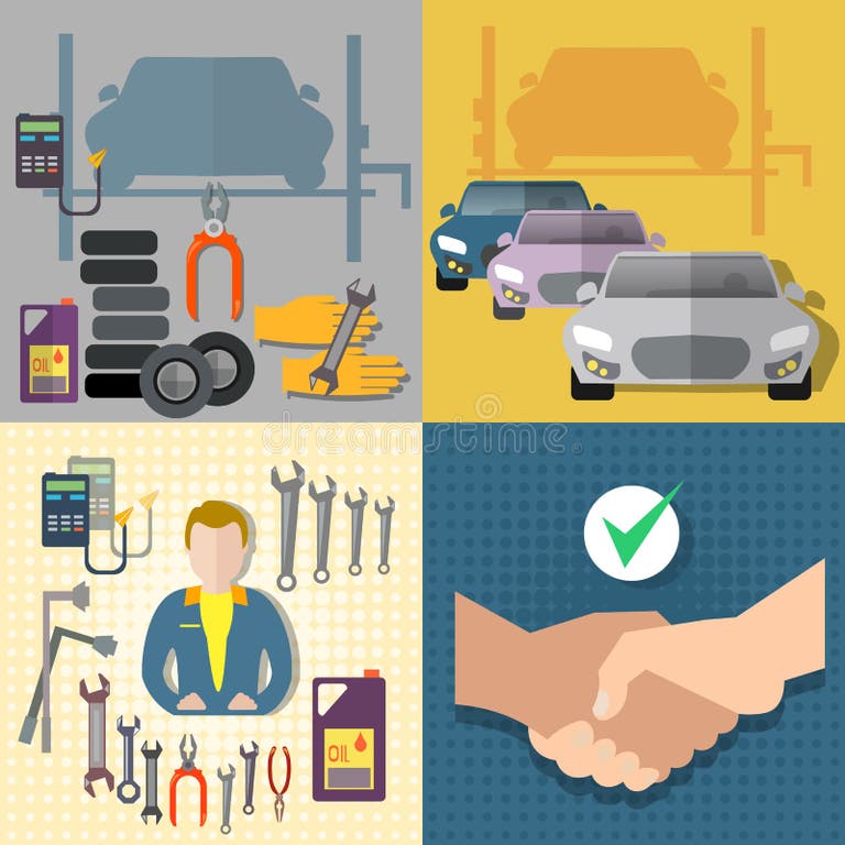 Auto service set stock vector. Illustration of automobile - 63826650
