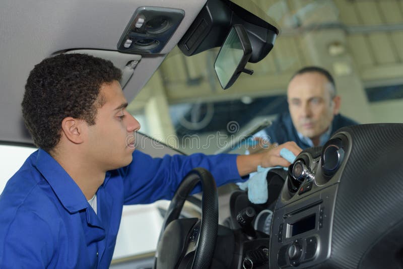 Auto Service Staff Cleaning Inside Car Stock Photo - Image of cleansing ...