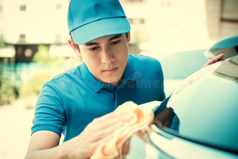 Auto Service Worker Cleaning Car Stock Image - Image of shine, person ...