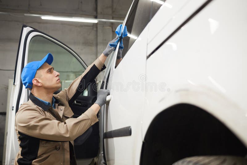 Auto Service Worker Cleaning Car Stock Photo - Image of uniform ...