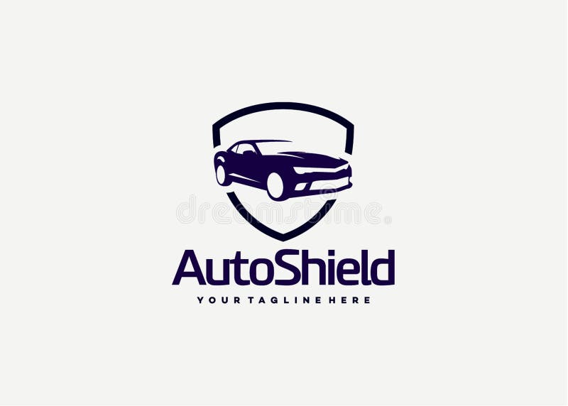 Auto Shield Icon and Winged Wheel on Black Background Stock Vector ...