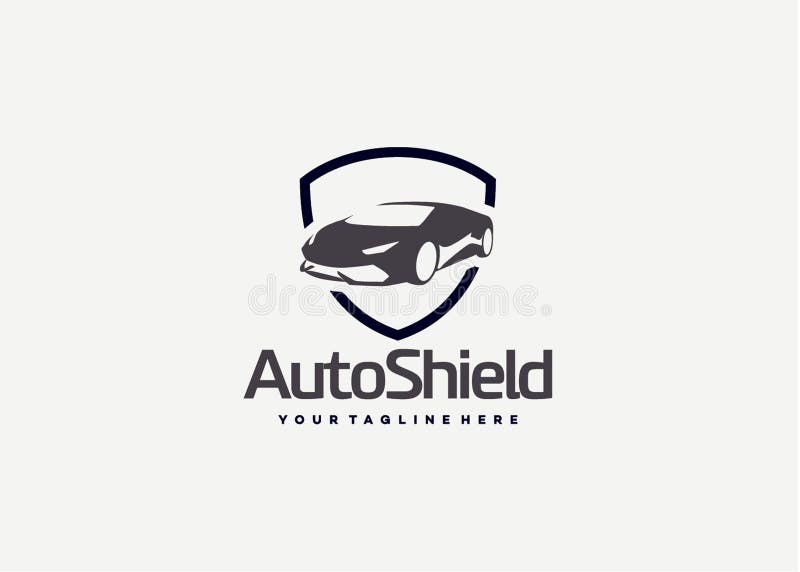 Auto Shield Icon and Winged Wheel on Black Background Stock Vector ...