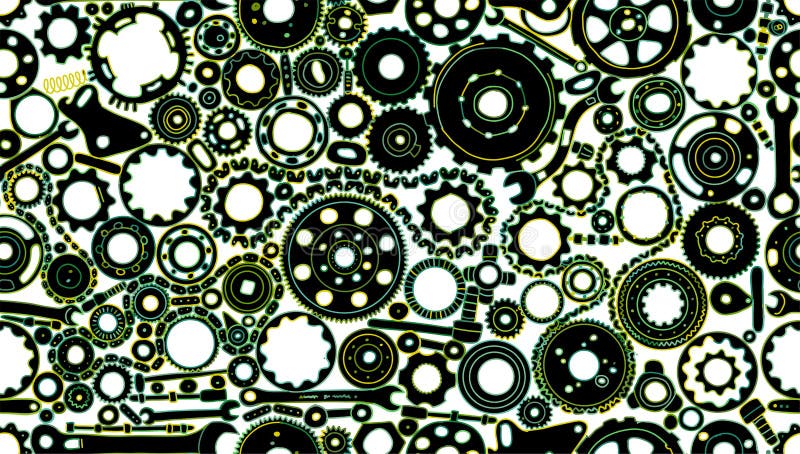 Auto Spare Parts and Gears, Seamless Pattern for Your Design Stock ...