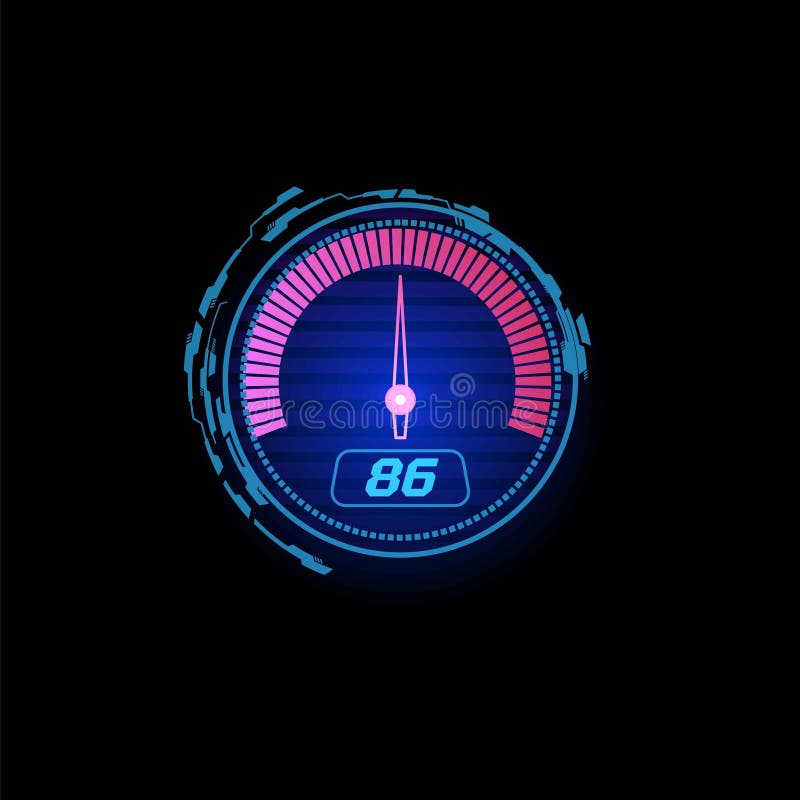 Auto Speedometer Dashboard, Digital Neon LED Light Gauge, Vector Speed ...