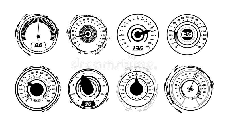 Auto Speedometer Dashboard with Digits Scale, Digital Gauge, Speed ...