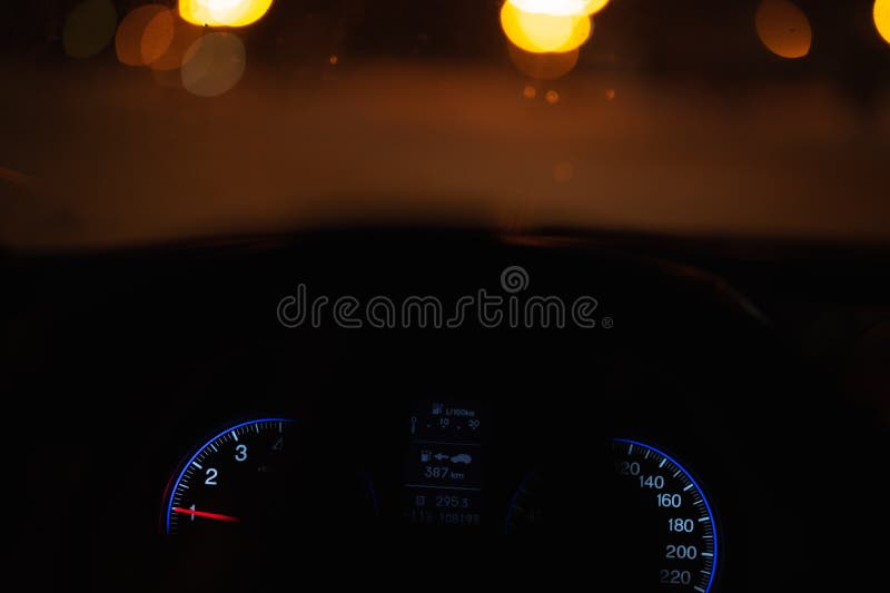 Auto Speedometer Glow in the Dark Stock Image - Image of fast, blue ...