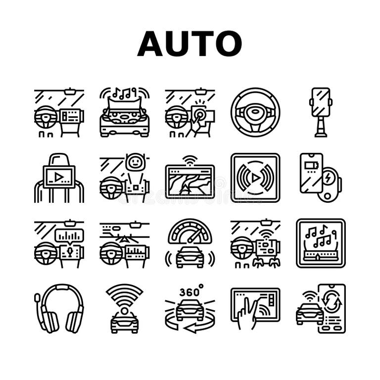 Auto Tainment Infotainment Icons Set Vector Stock Vector - Illustration ...
