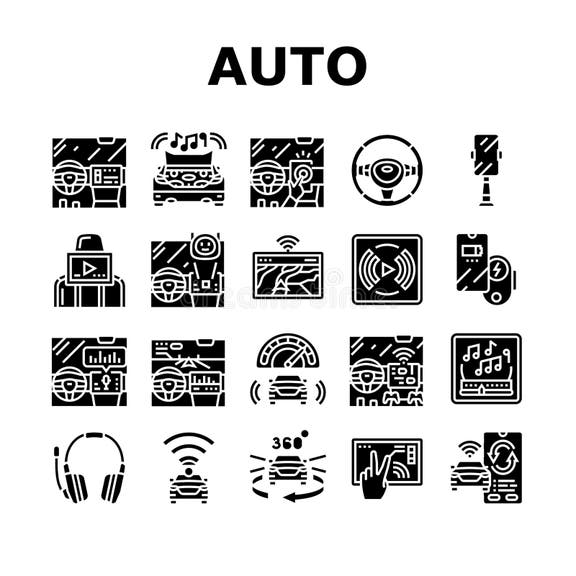 Auto Tainment Infotainment Icons Set Vector Stock Illustration ...