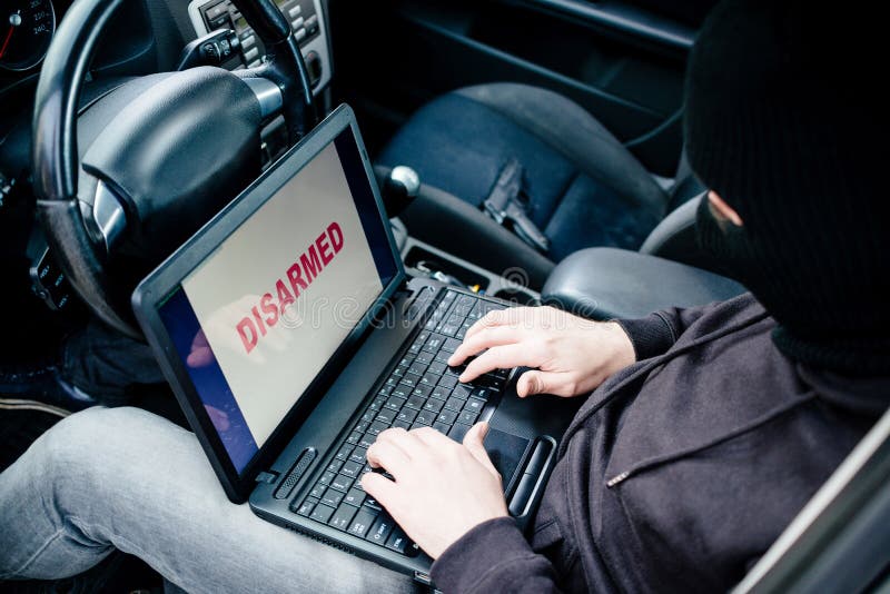 Auto Thief Trying To Break Car Security Systems Stock Photo - Image of ...