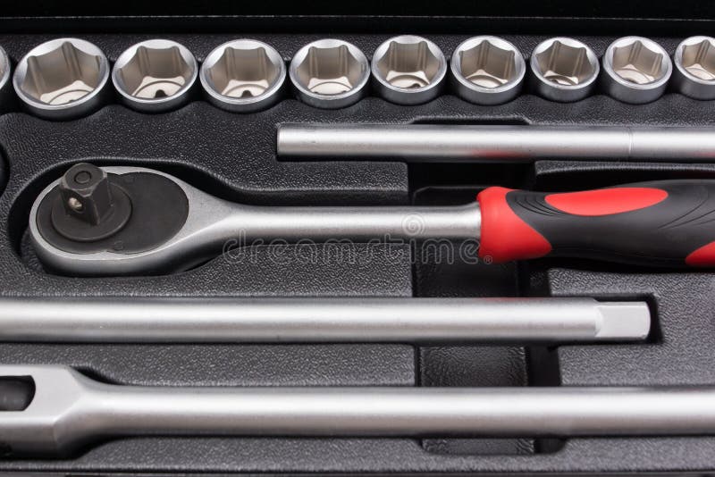 Auto tool kit stock photo. Image of black, store, sockets - 33529506