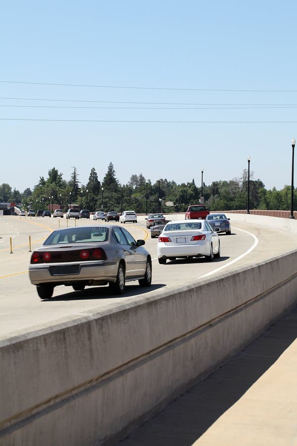 Auto Traffic Rounding Curve in the Road Stock Photo - Image of green ...