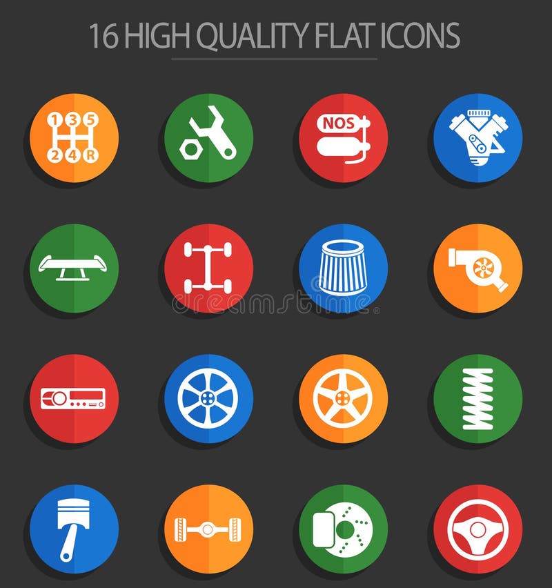 Auto tuning icon set stock vector. Illustration of nitrogen - 122730891