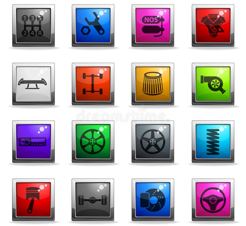 Auto tuning icon set stock vector. Illustration of buttons - 122116372