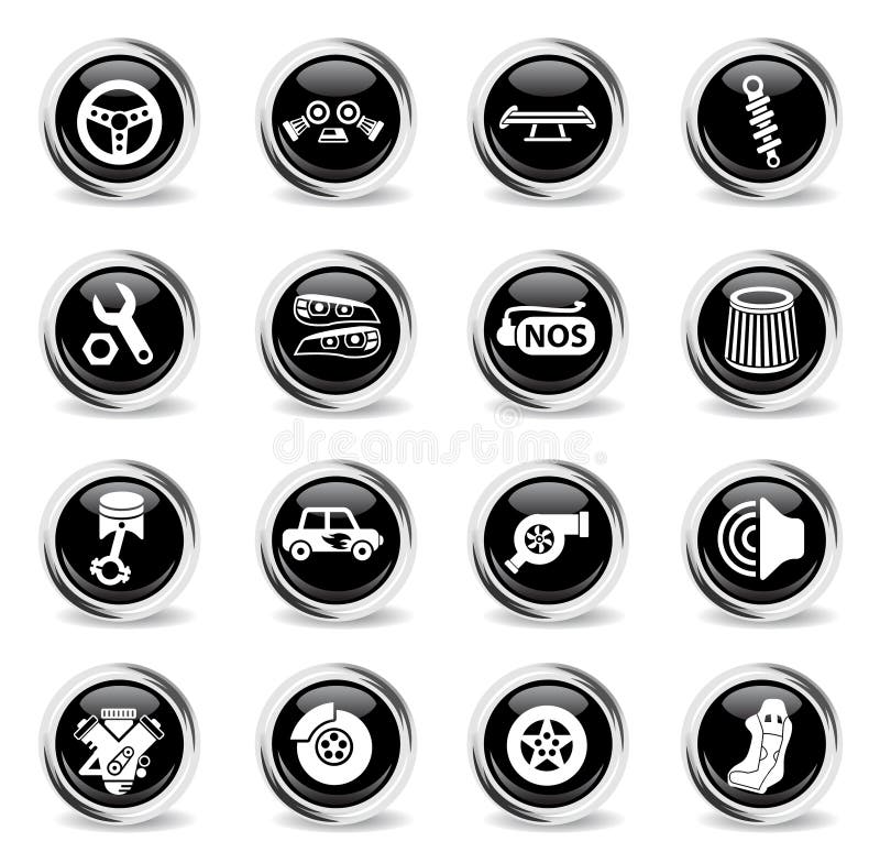 Auto tuning icon set stock vector. Illustration of steel - 126317292