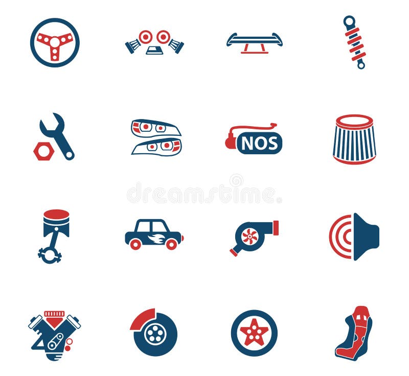 Auto tuning icon set stock vector. Illustration of tuning - 121795017