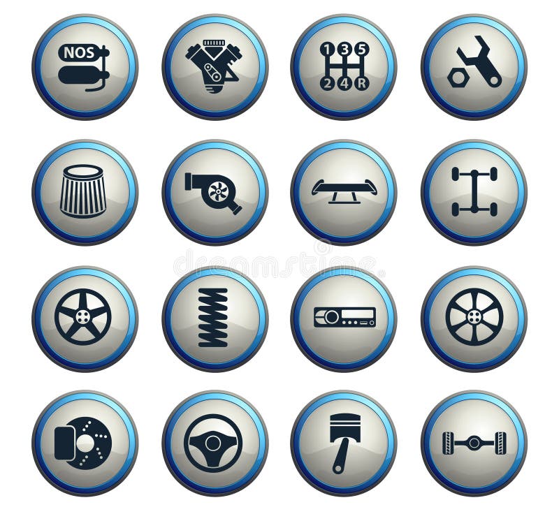 Auto tuning icon set stock vector. Illustration of spoiler - 127750177